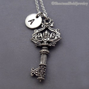 Antique Key Necklace, Secret Garden Key Necklace, Flower Key Charm ...