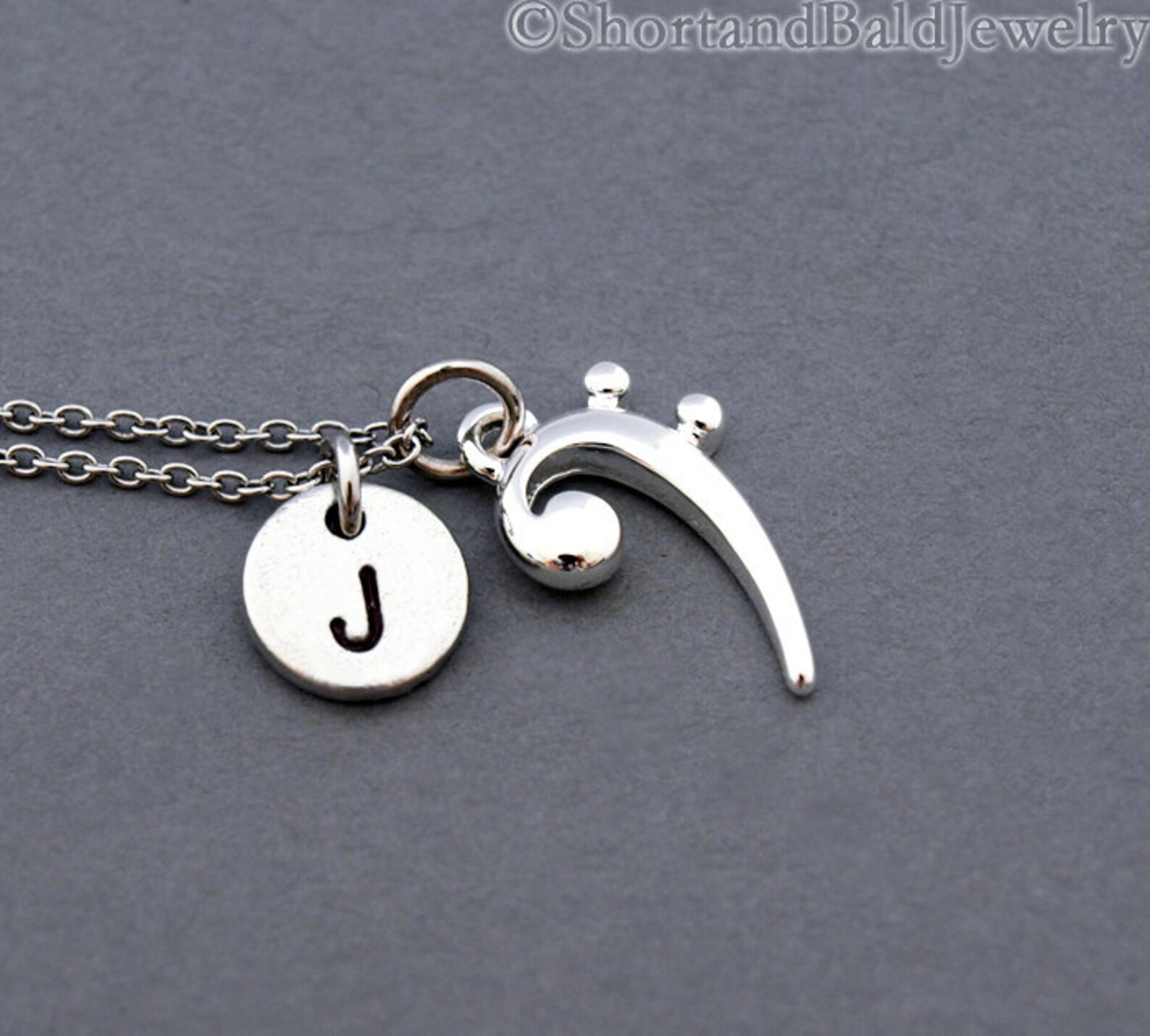 Bass Clef Necklace Silver Bass Clef Charm Necklace Base - Etsy