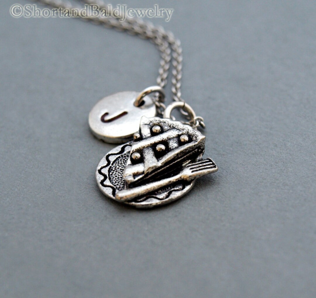 Slice of Pie Necklace, Pie Necklace, Food Charm, Initial Necklace ...