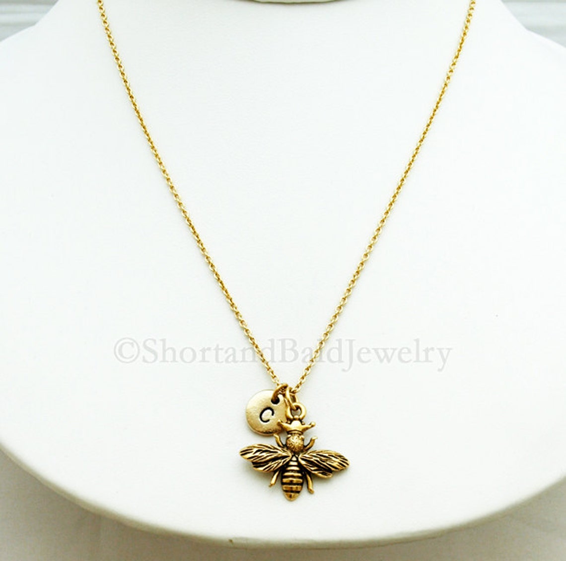 Queen Bee Charm Necklace Honey Bee Charm Antique Gold - Etsy
