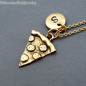 Pizza Necklace, Pizza Slice, Pepperoni Pizza, Food Charm, Gold Pizza ...