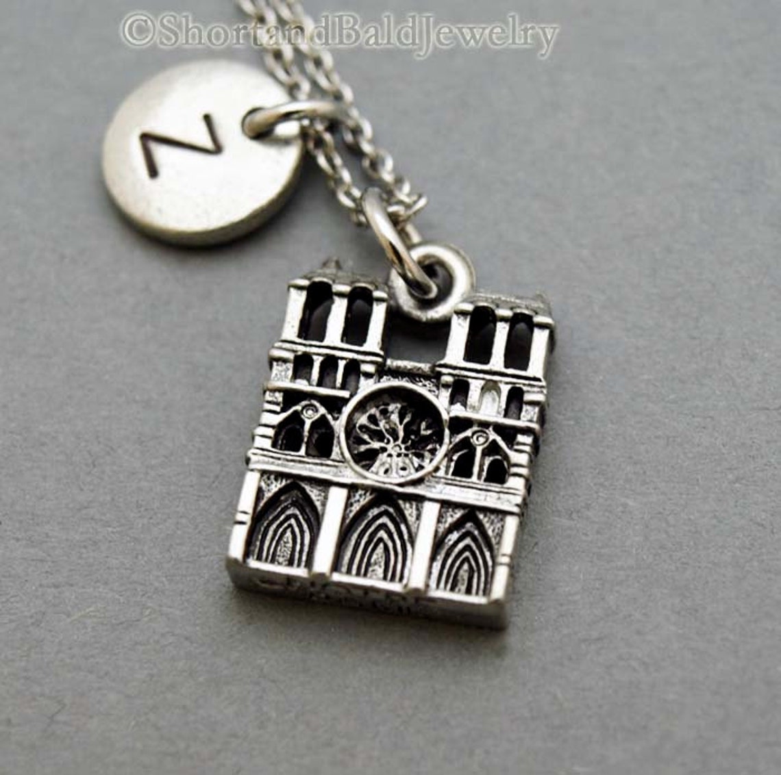 Notre Dame De Paris Necklace, Notre Dame Cathedral Necklace, Initial ...
