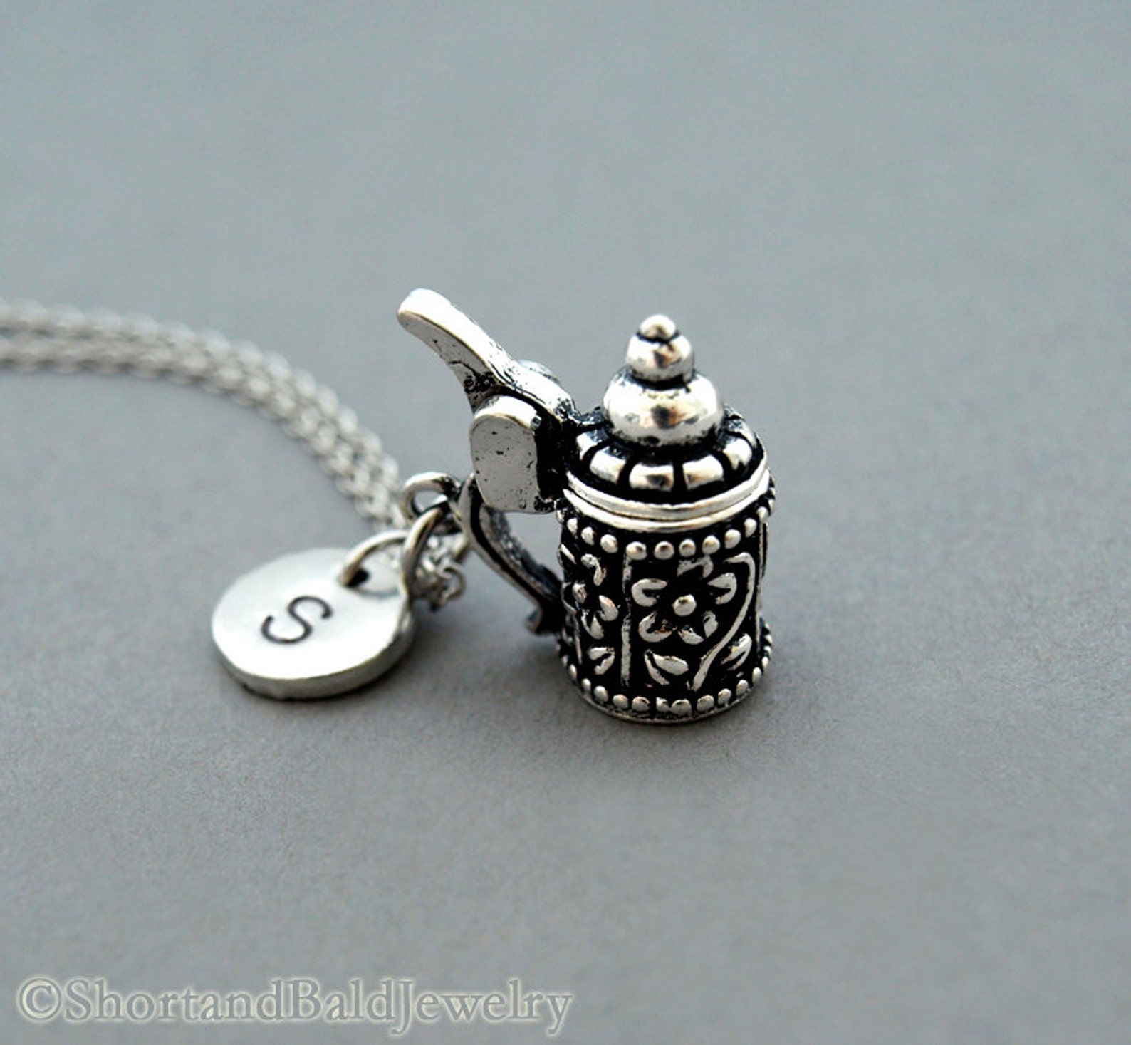 Beer Stein Necklace, Beer Mug, Beer Necklace, Beermug, Antique Silver ...