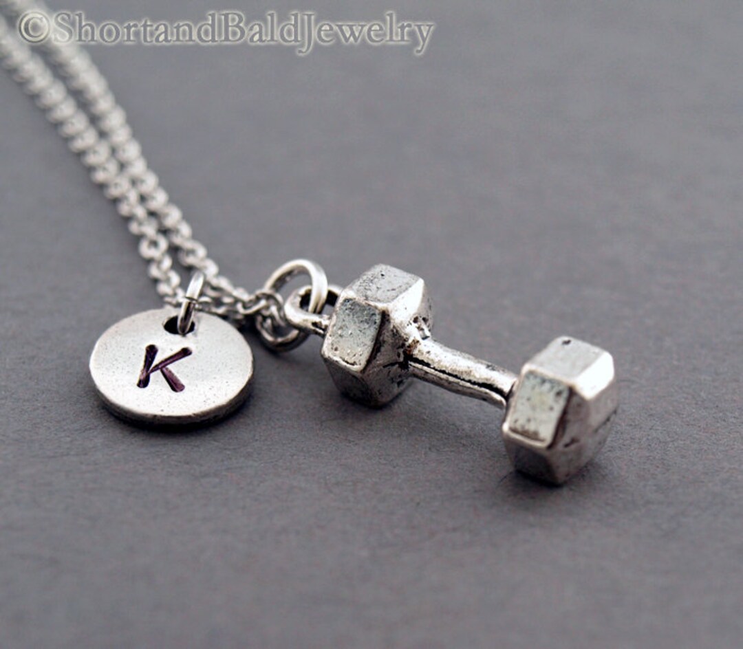 Dumbbell Necklace, Weightlifting, Barbell Necklace, Antique Silver ...