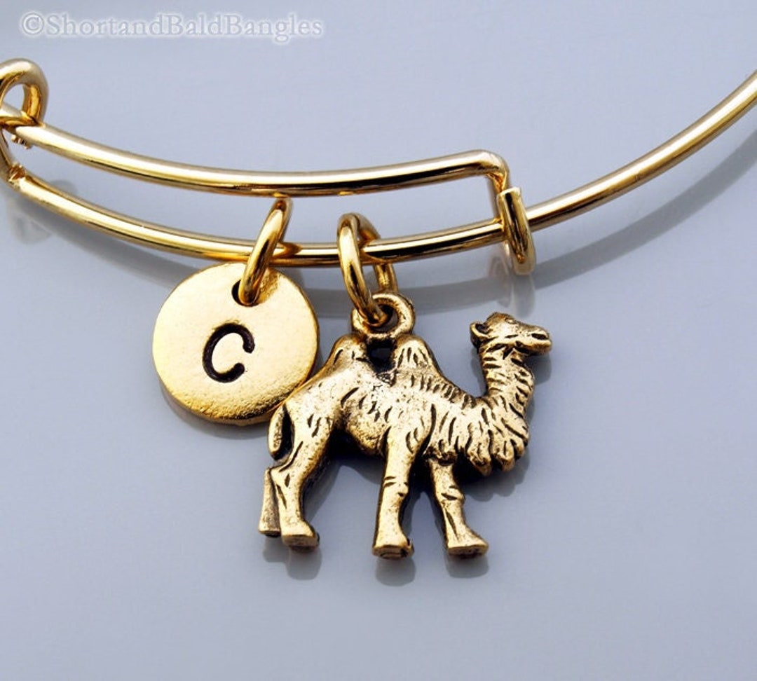 Camel Bangle, Camel Bracelet, Gold Camel Charm Jewelry, Expandable ...