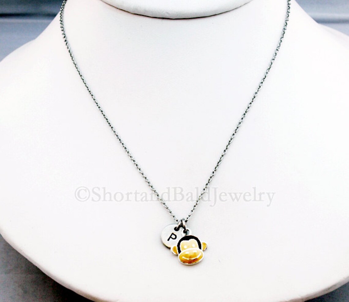 Monkey Face Necklace Monkey Charm Personalized Monkey | Etsy