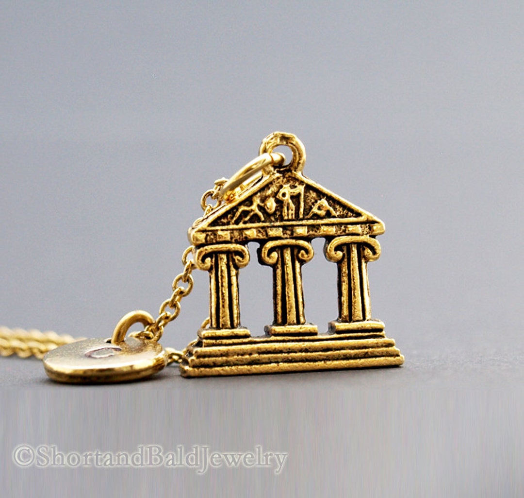 Parthenon Necklace, Greek Temple, Greek Mythology, Initial Necklace ...
