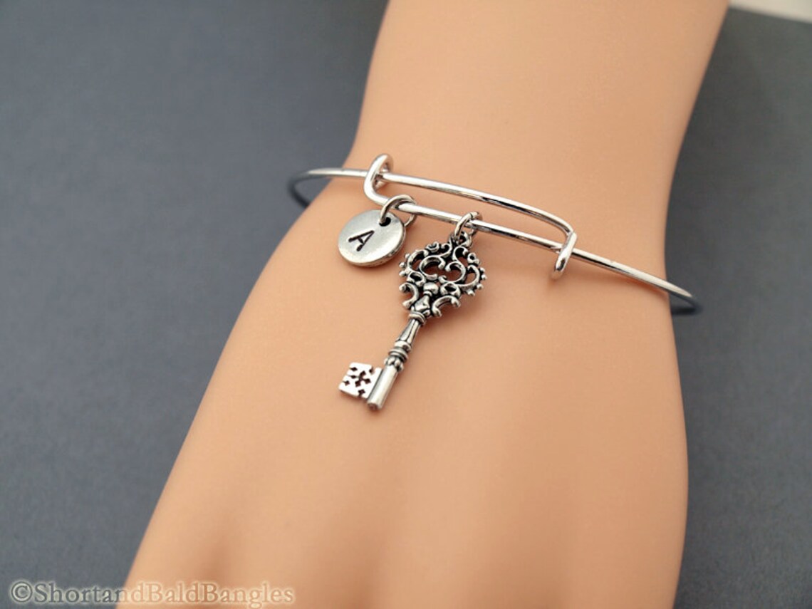 Antique Key Bangle, Antique Key Charm Bracelet, Key Charm Jewelry ...
