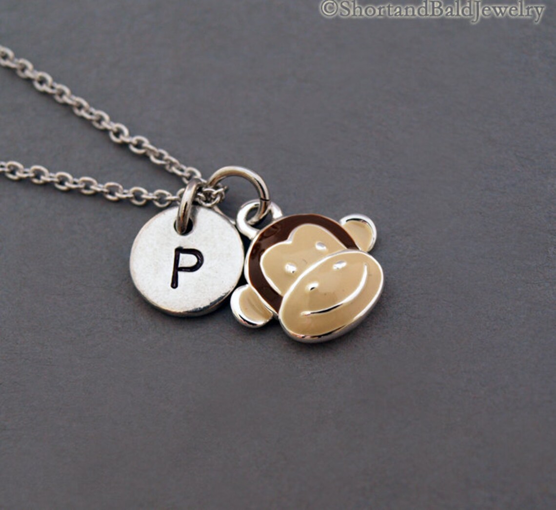 Monkey Face Necklace Monkey Charm Personalized Monkey | Etsy