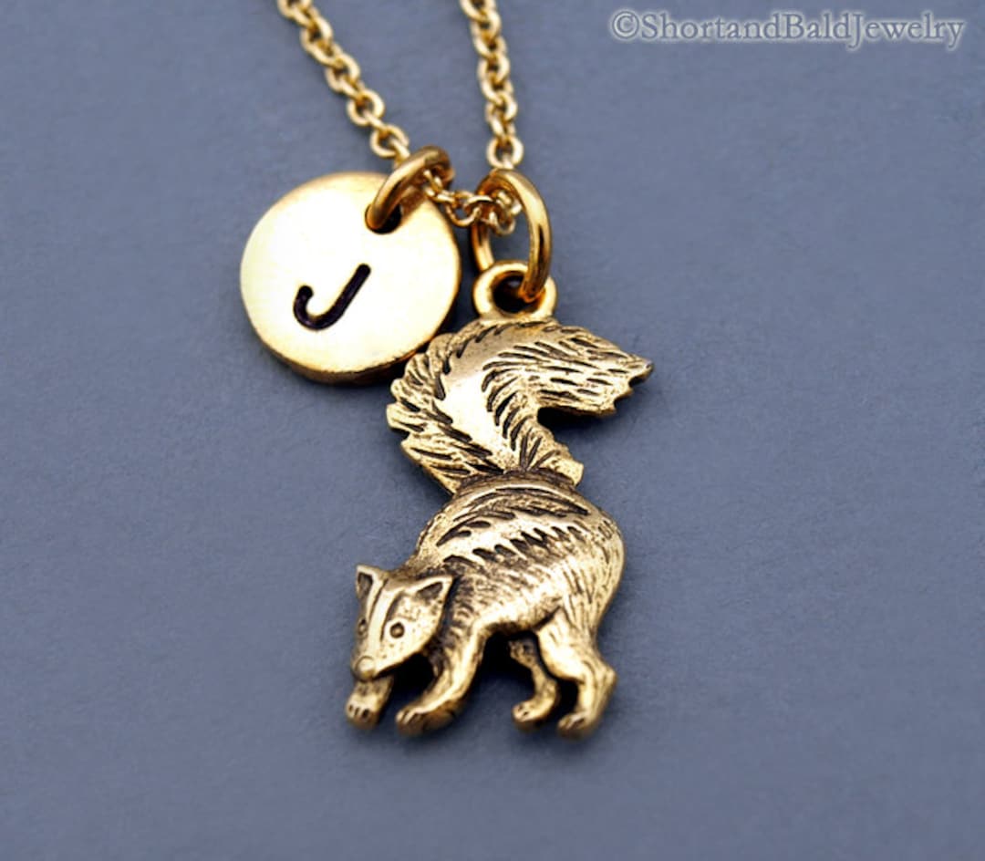 Skunk Necklace, Polecats, Gold Skunk Charm Necklace, Gold Skunk Jewelry ...