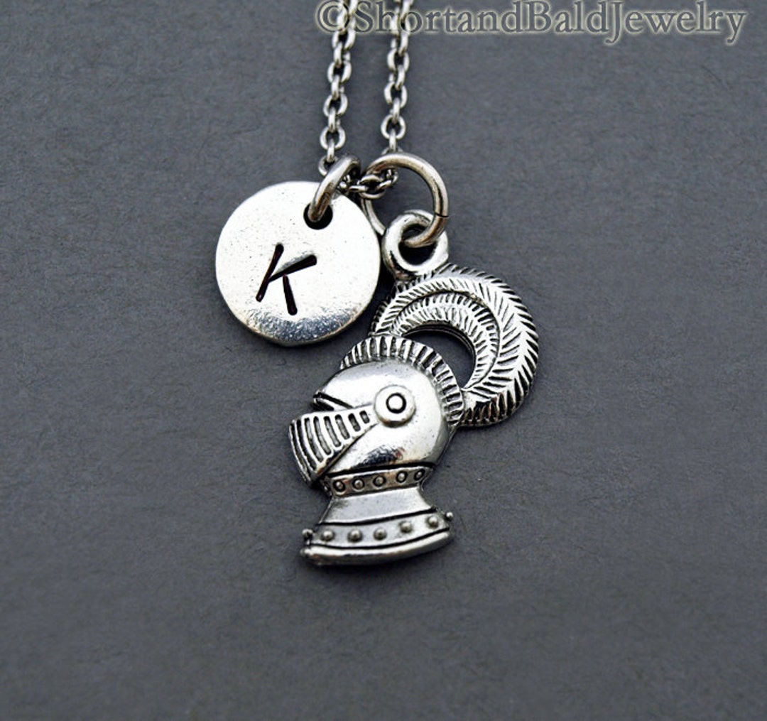 Knight's Helmet Necklace, Knight Charm, Knighthood, Antique Silver ...