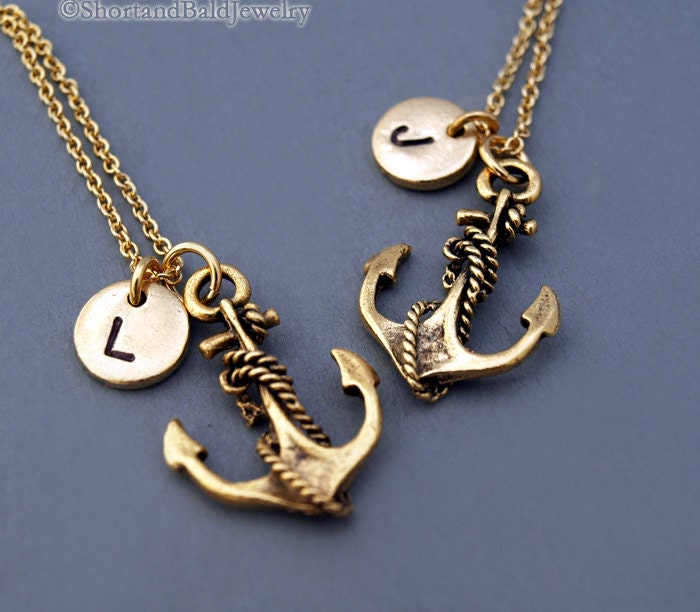 Anchor with rope necklace Anchor charm jewelry Nautical | Etsy