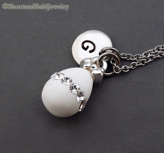 White Easter Egg Necklace Easter Egg Charm Necklace Egg | Etsy