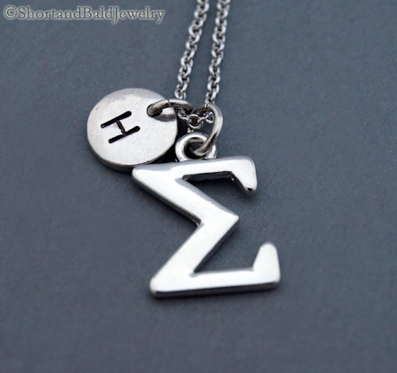 Sigma Necklace Silver Sigma Sigma Symbol Silver Sigma Sign | Etsy