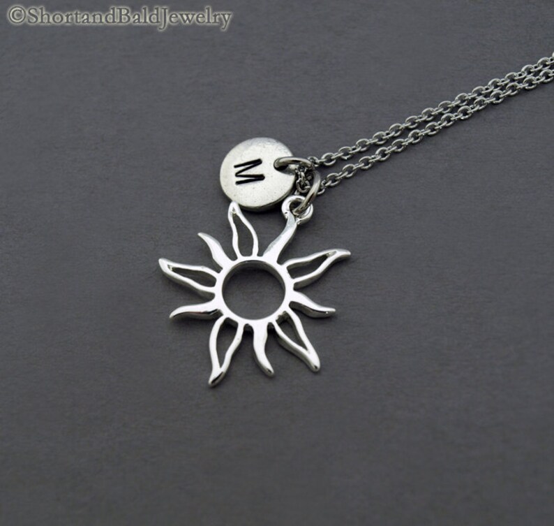 Sun Outline Necklace, Sun Charm Jewelry, Silver Sun Necklace, Celestial ...