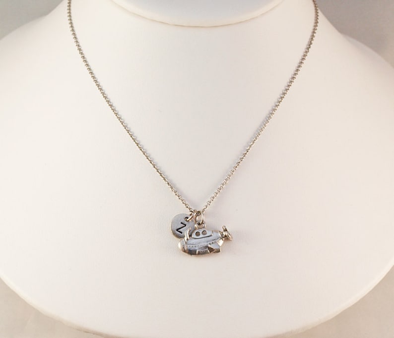 Submarine Necklace, Initial Necklace, Initial Hand Stamped ...