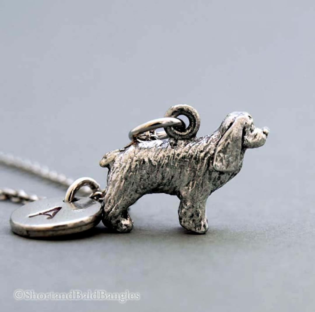 Cocker Spaniel Charm Necklace, Cocker Spaniels, Initial Necklace, Hand ...