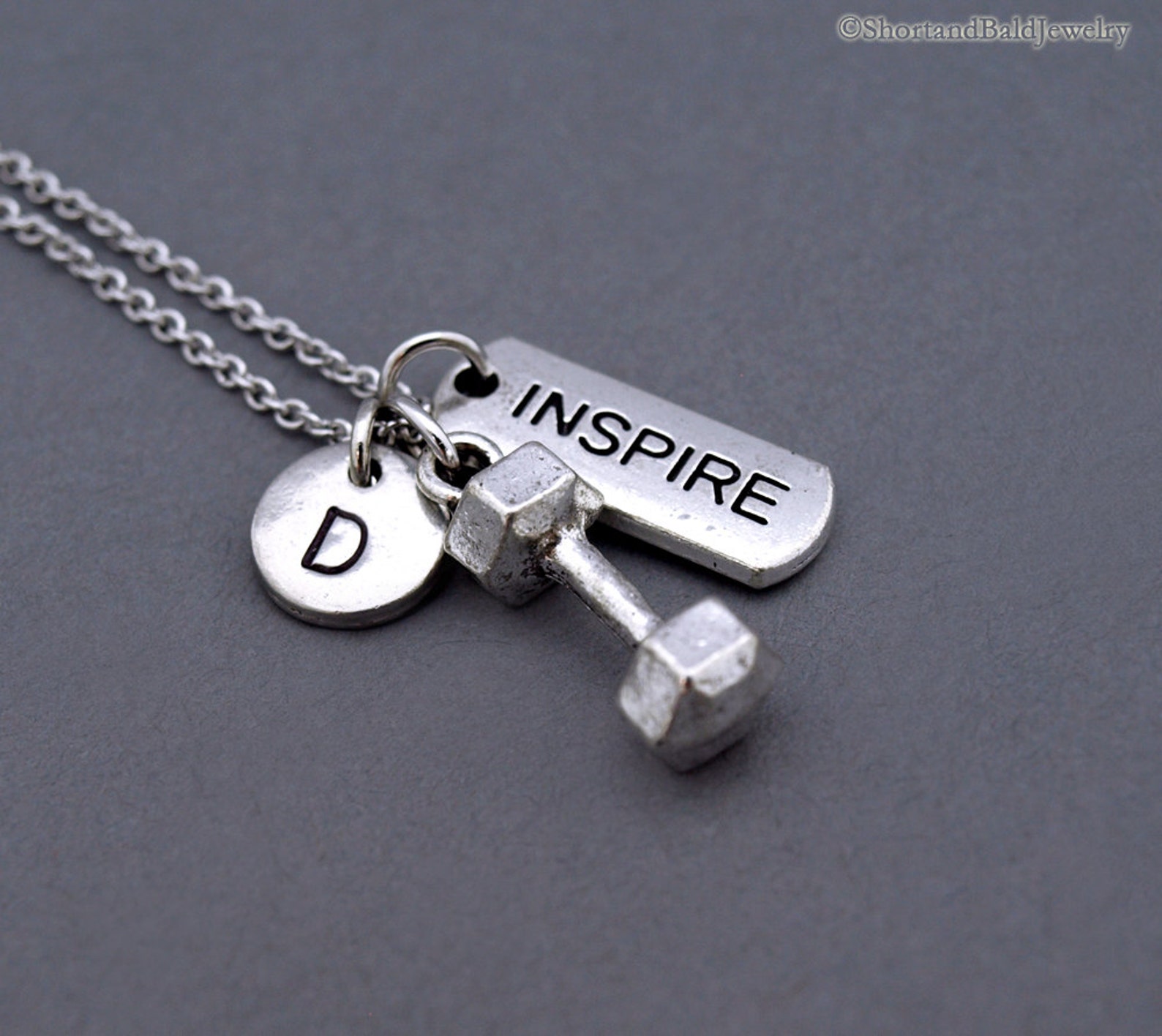 Dumbbell Charm Necklace, Inspire Charm, Inspirational Charm ...
