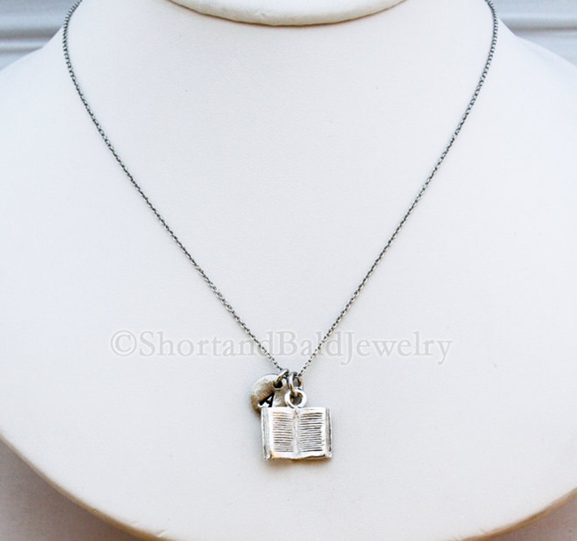 Book Necklace Reading Book Open Book Book Charm Jewelry - Etsy