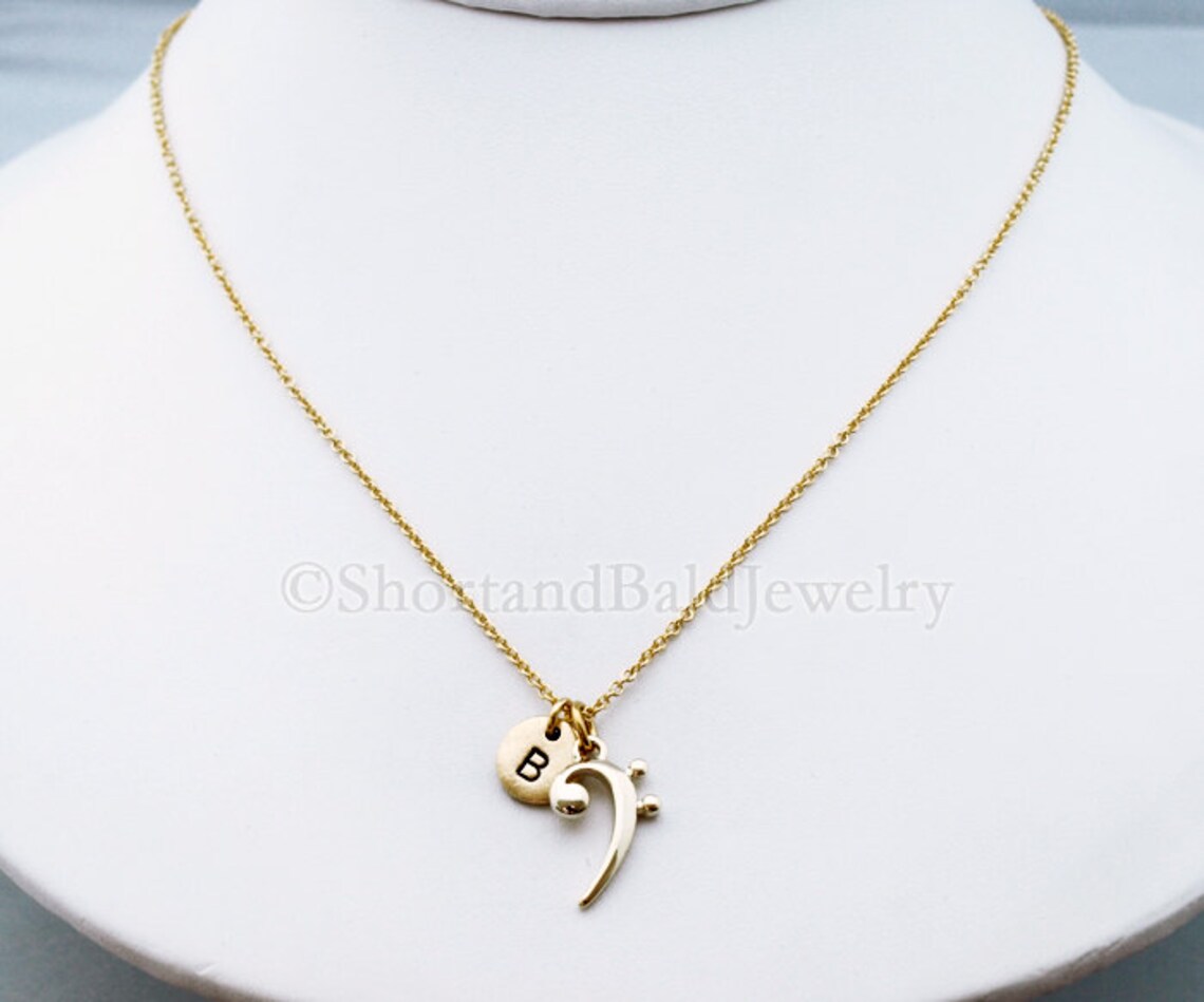 Bass Clef Necklace Gold Bass Clef Charm Necklace Base Clef | Etsy