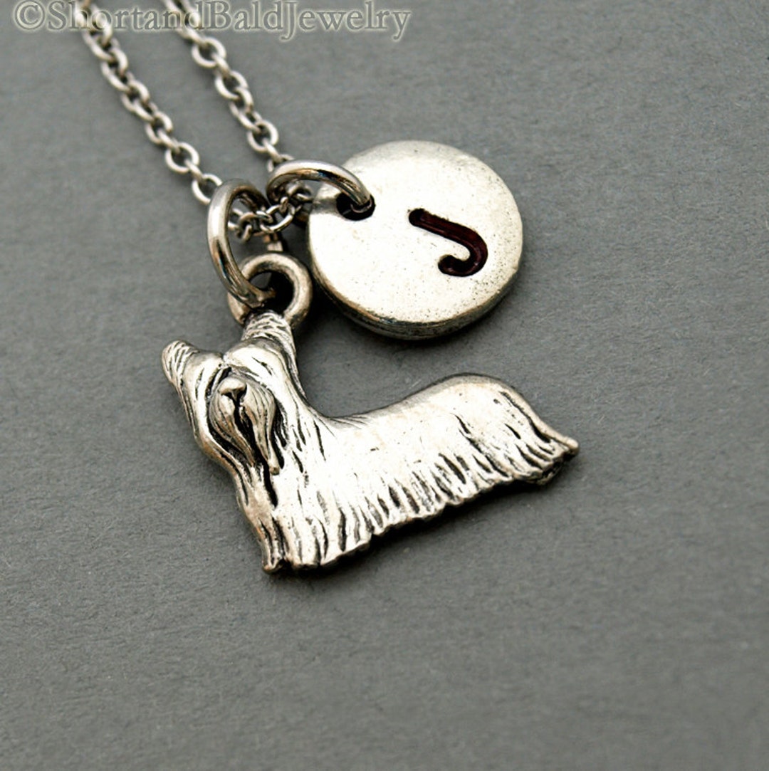 Yorkie Necklace, Yorkshire Terrier Charm Necklace, Initial Necklace ...