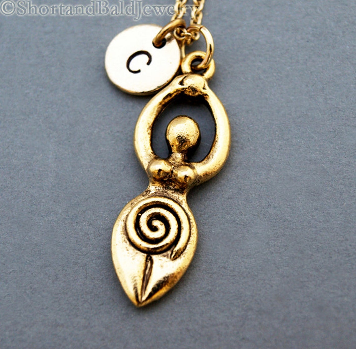 Goddess Fertility Necklace, Love Goddess, Initial Necklace, Initial ...