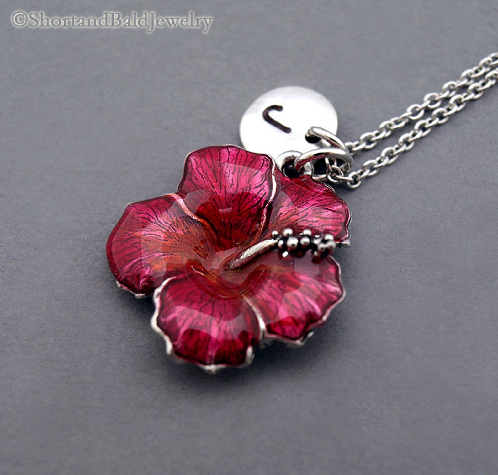 Hibiscus necklace Hibiscus jewelry Hibiscus charm necklace | Etsy