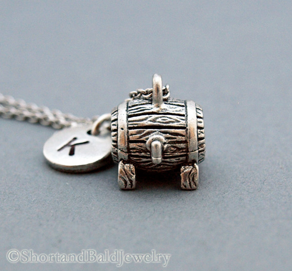 Barrel Charm Necklace, Wine Barrel, Beer Barrel, Cask, Tun, Initial ...