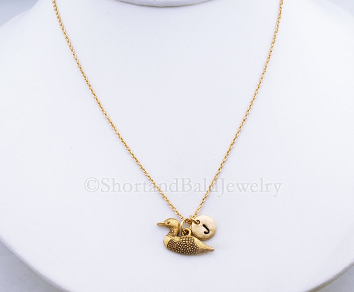 Loon Charm Necklace Gold Loon Charm Divers Loon Bird - Etsy