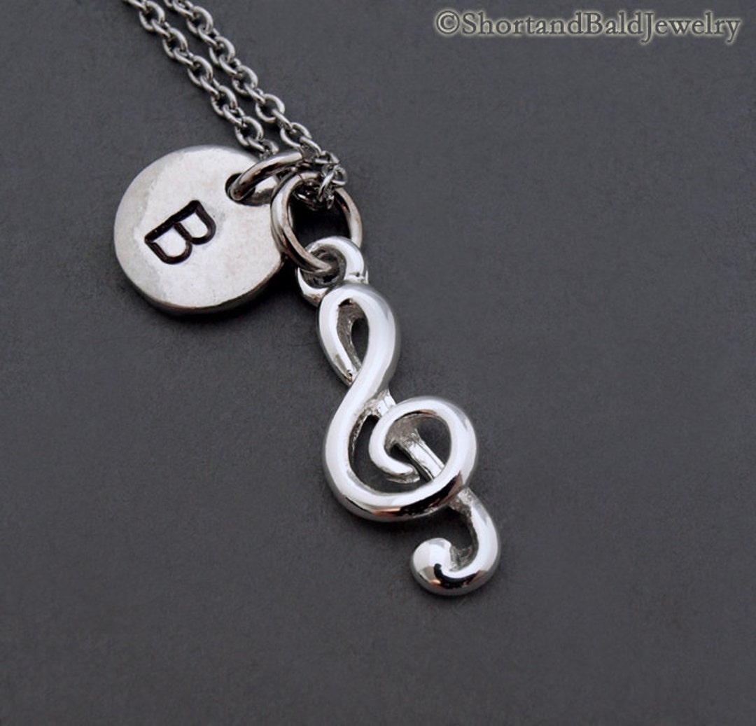 Soprano Clef Necklace, Soprano Clef Jewelry, Music, Musician, Initial ...