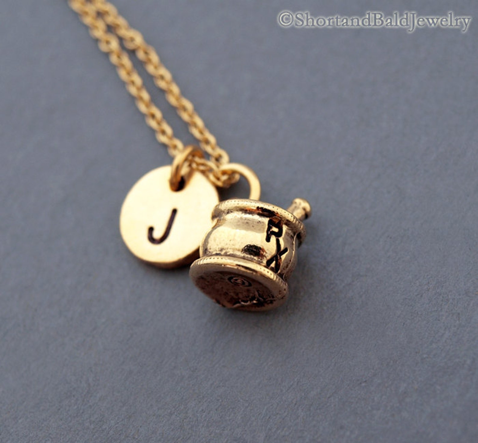 RX Bowl Necklace, Mortar and Pestle, Pharmacy, Pharmacist, Gold Rx Bowl ...
