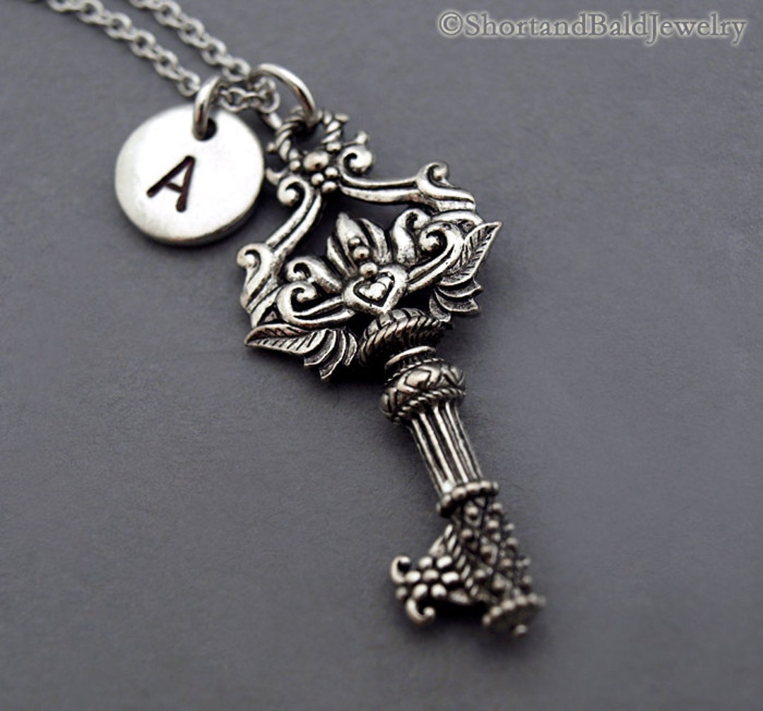 Antique Key Necklace, Secret Garden Key Necklace, Flower Key Charm ...