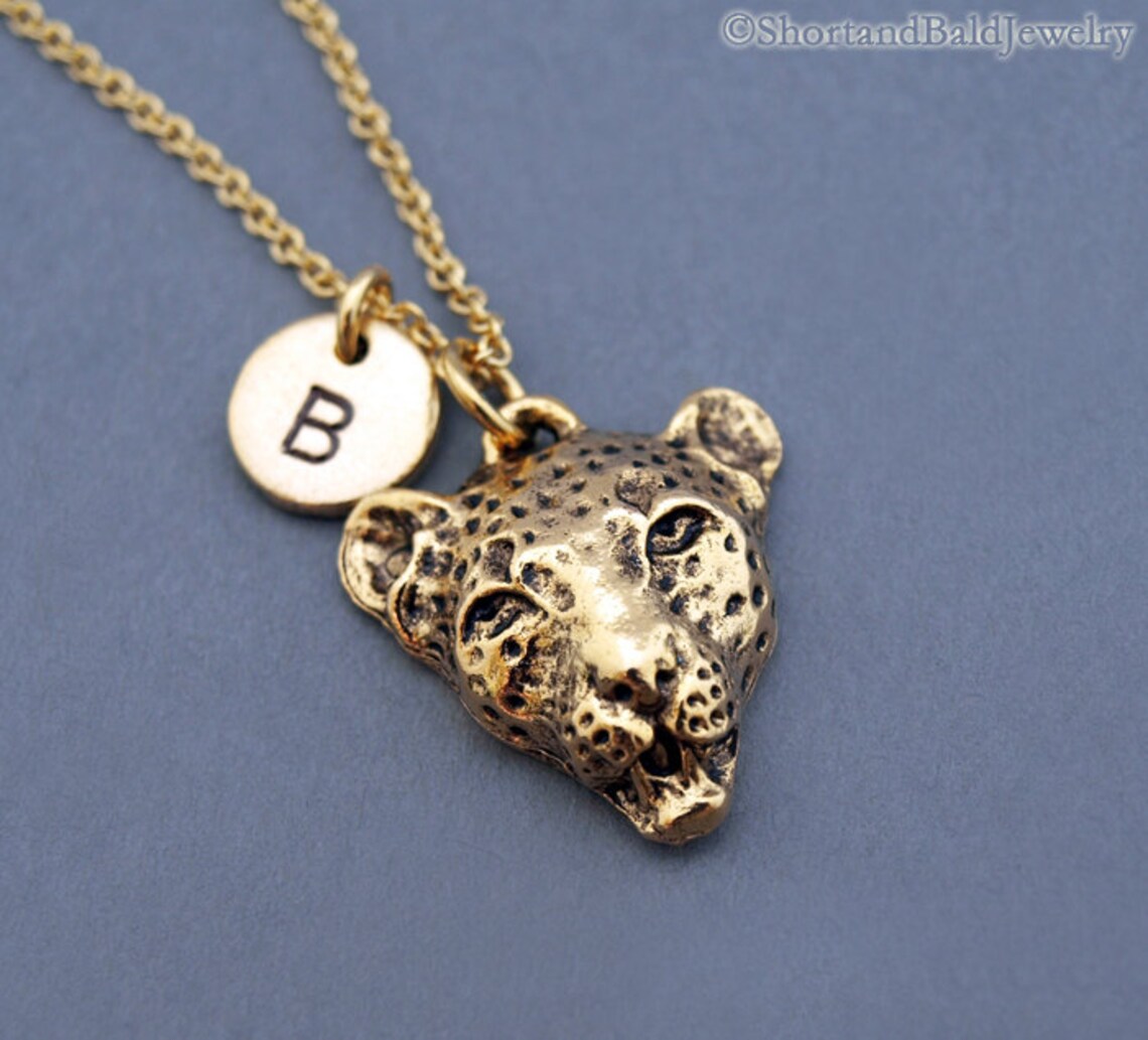 Leopard Head Necklace Leopard Head Charm Gold Leopard Charm - Etsy