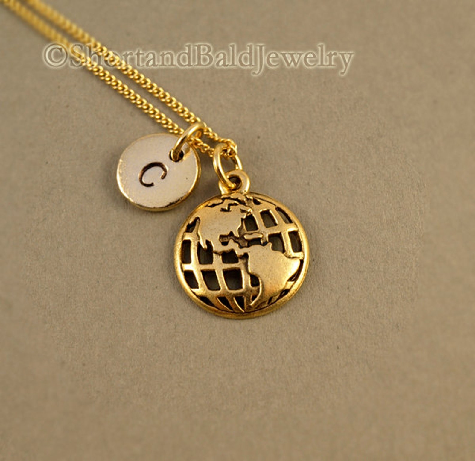 Globe Necklace World Globe Necklace Earth Day Antique Gold | Etsy