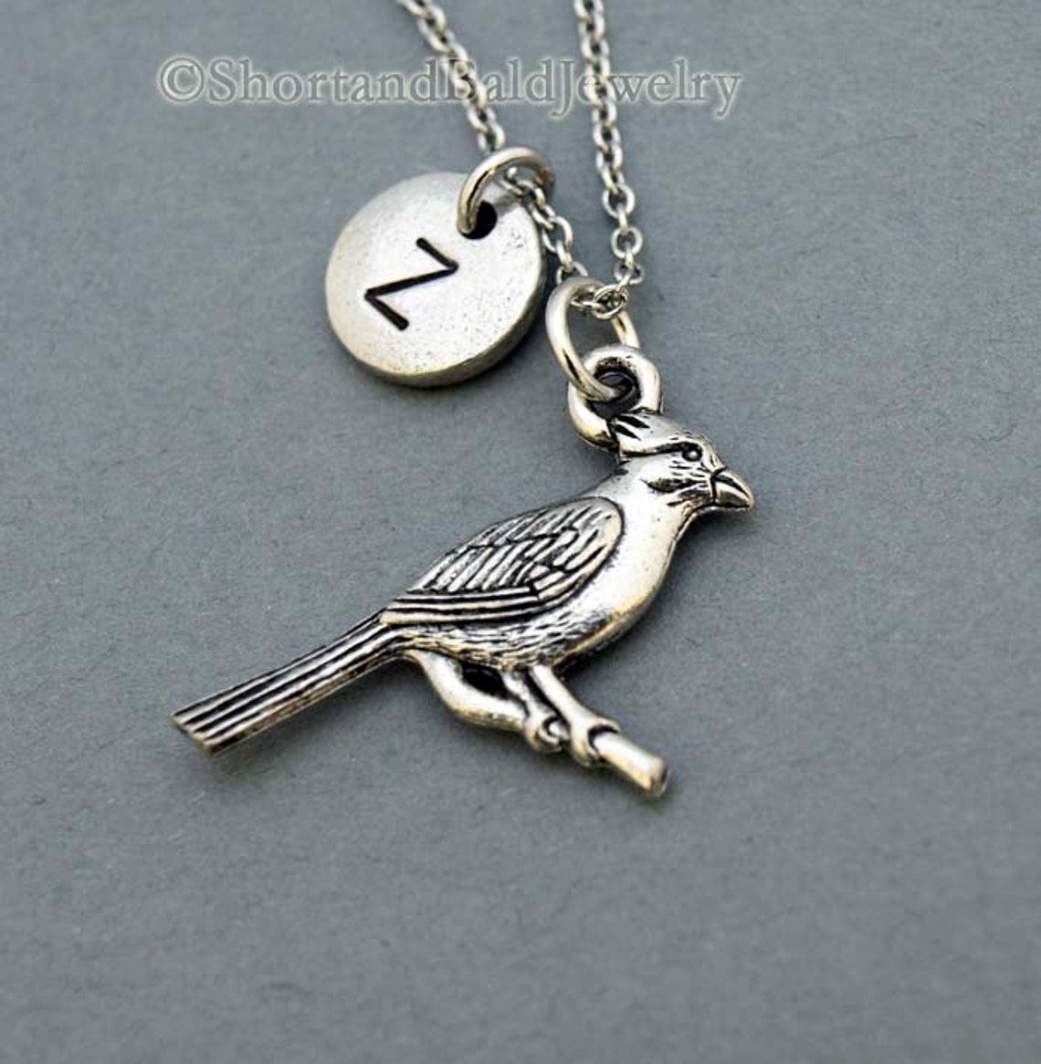 Cardinal Necklace Cardinal Charm Cardinal Bird Initial - Etsy
