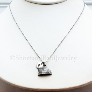 Colosseum Necklace, Coliseum, Antique Silver, Initial Necklace, Initial ...