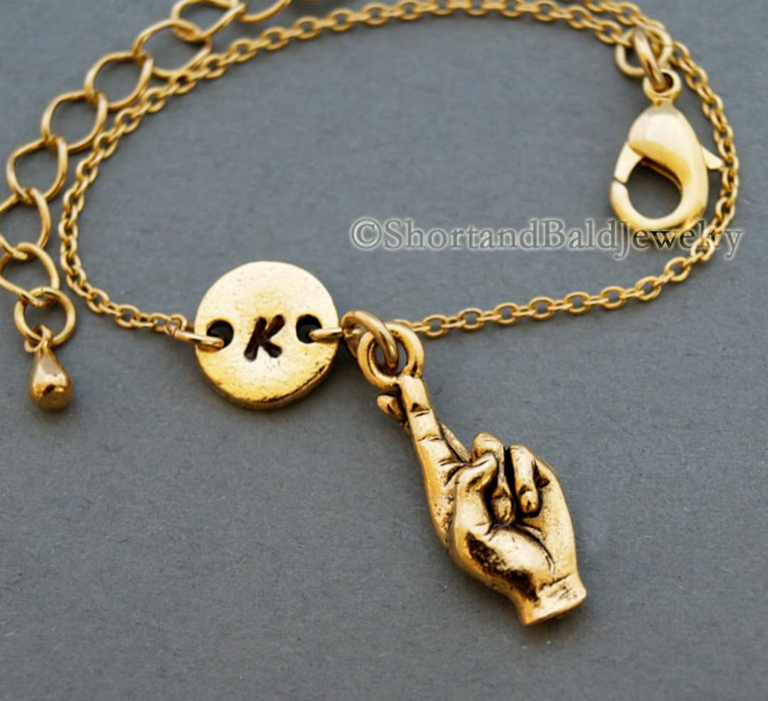 Fingers Crossed Sign Language Charm Bracelet, Initial Bracelet ...