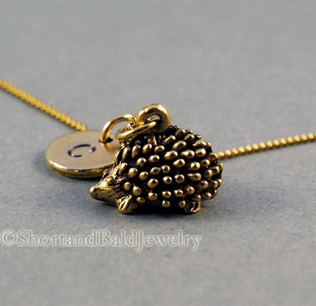 Porcupine necklace hedgehog necklace Gold porcupine gold | Etsy