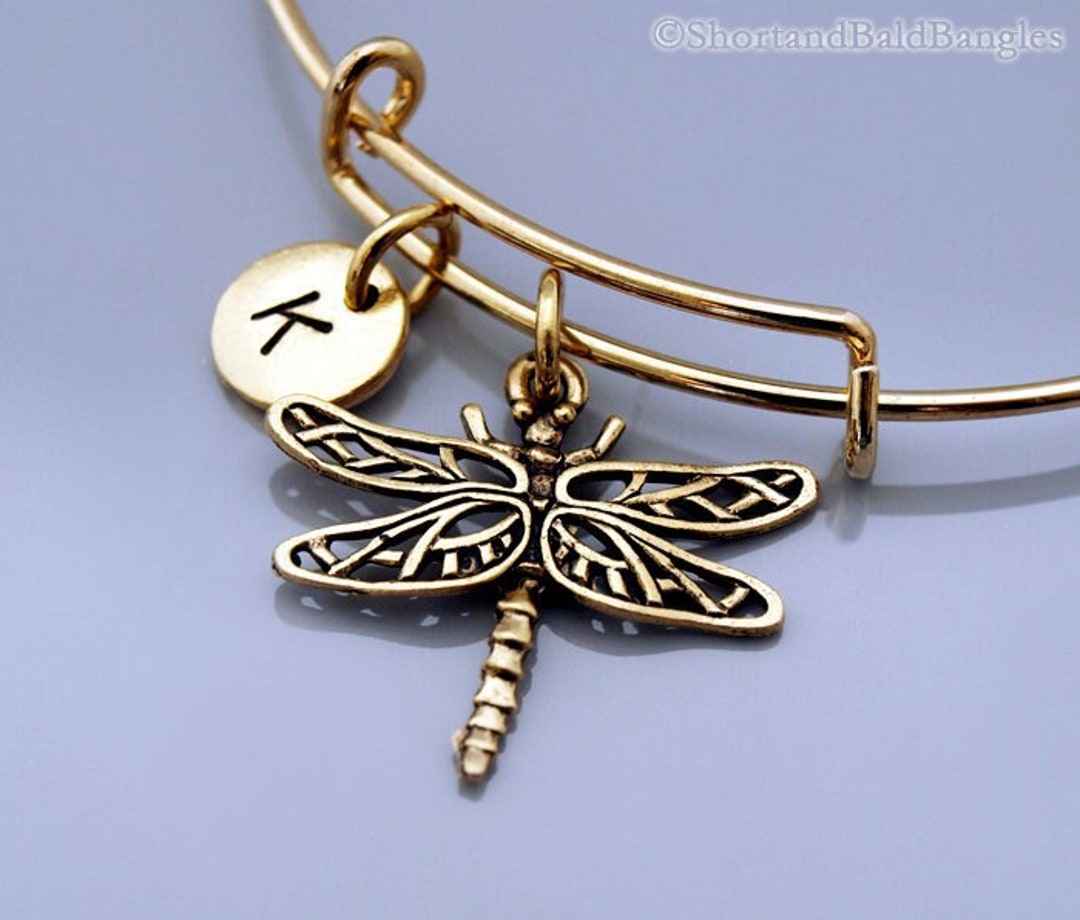 Dragonfly Charm Bangle, Dragonfly Bracelet, Dragon Fly, Insect ...
