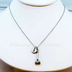 Gavel Necklace, Gavel Charm, Silver Gavel, Law Necklace, Initial ...