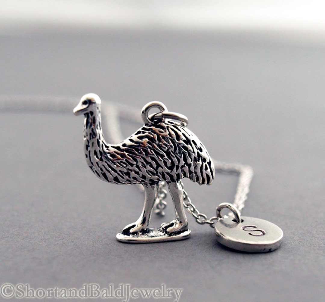 Emu Necklace, Emu Charm, Emu Bird, Australian Emu Bird, Initial ...
