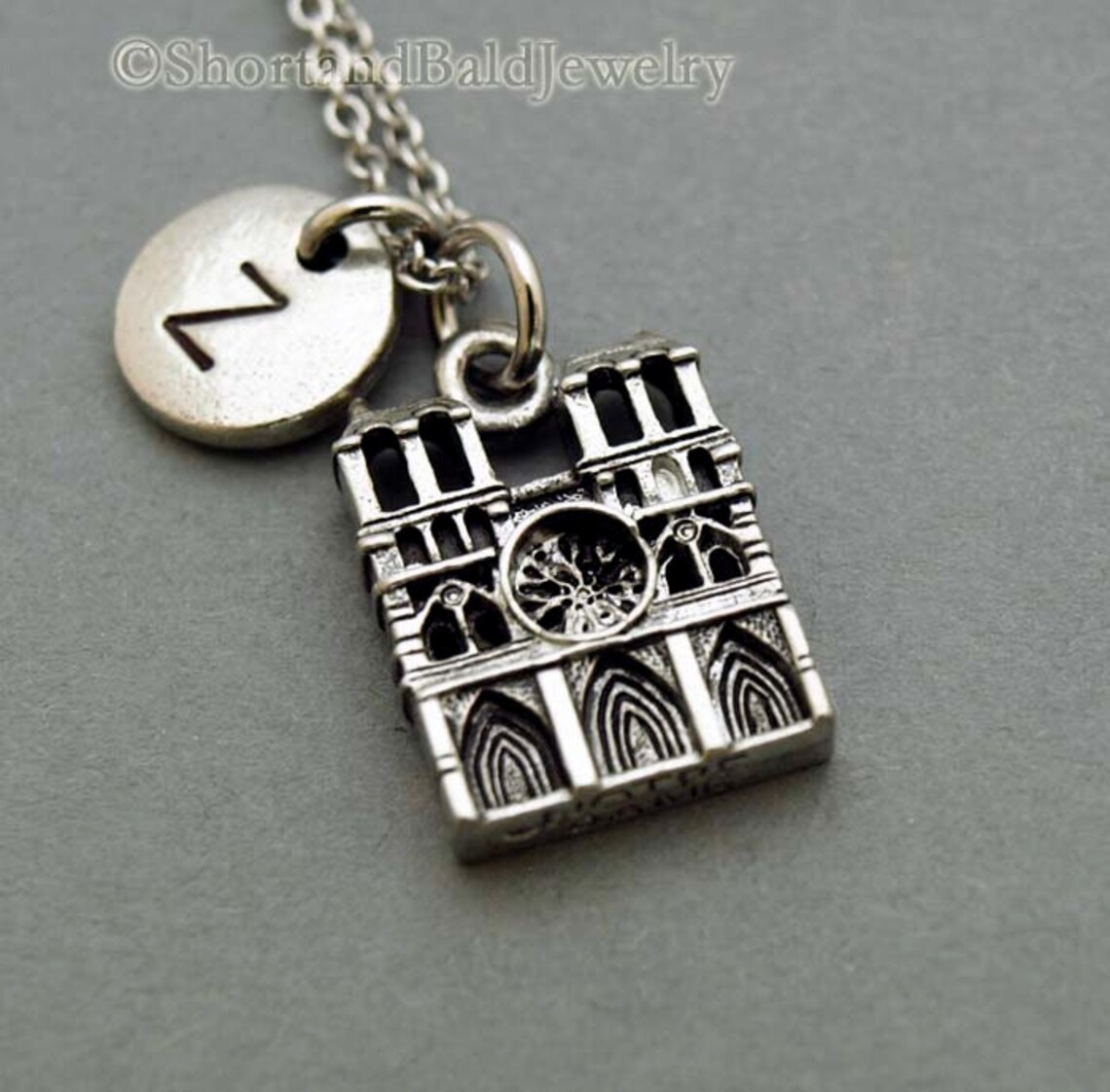 Notre Dame De Paris Necklace, Notre Dame Cathedral Necklace, Initial ...
