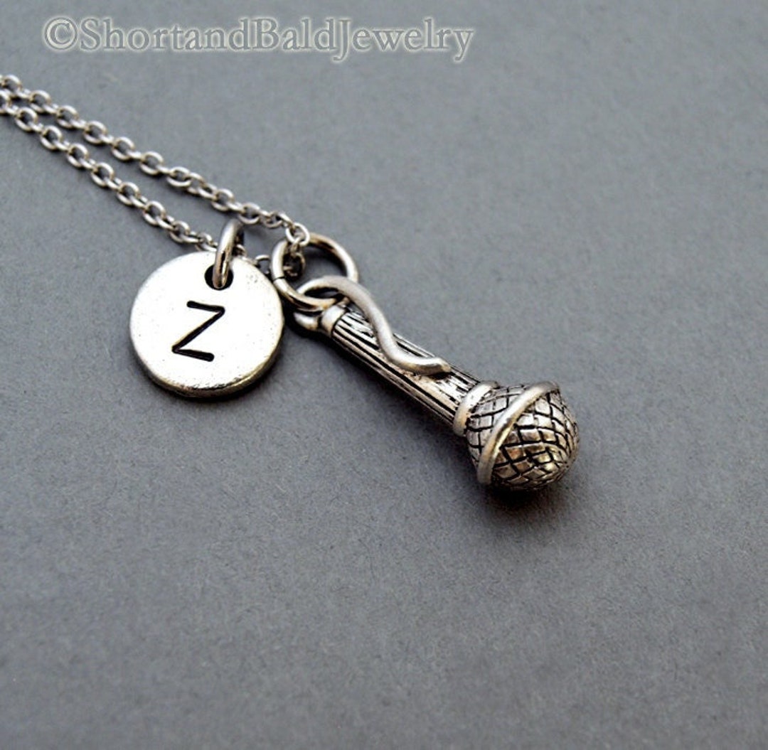 Microphone Necklace, Mic Necklace, Mike, Music, Initial Necklace ...