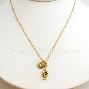 Fingers Crossed Sign Language Necklace, Antique Gold, Initial Necklace ...