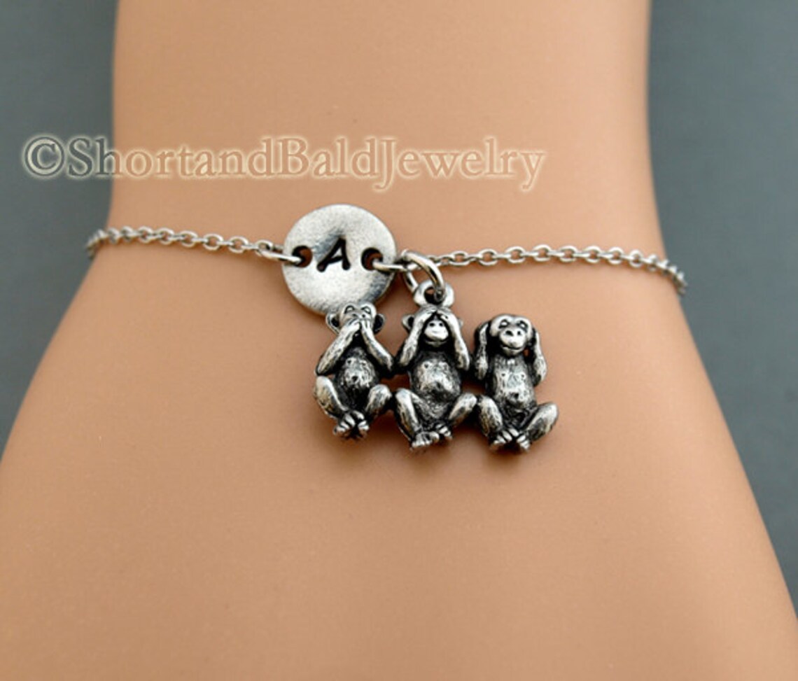 Three Monkeys Bracelet Three Wise Monkeys See No Evil Hear - Etsy