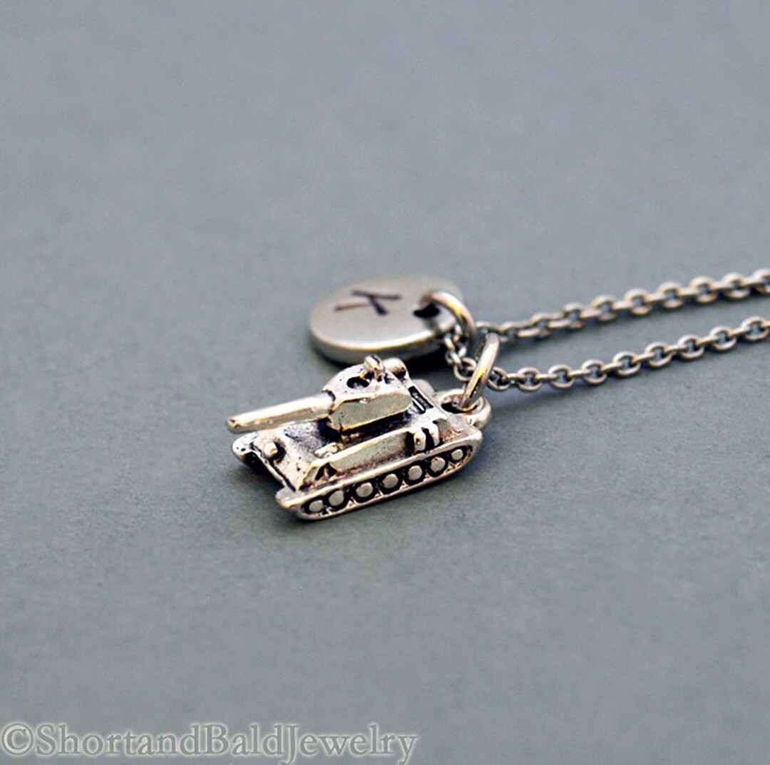 Army Tank Necklace, Tank 3D, Military Tank, Initial Necklace, Initial ...