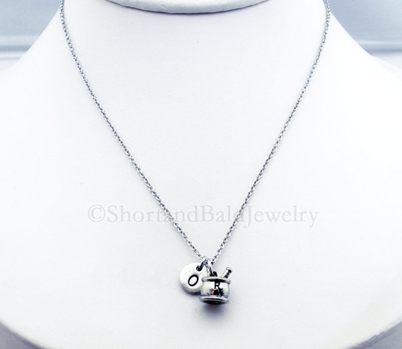 RX Bowl Necklace, Mortar and Pestle, Pharmacy, Pharmacist, Silver RX ...