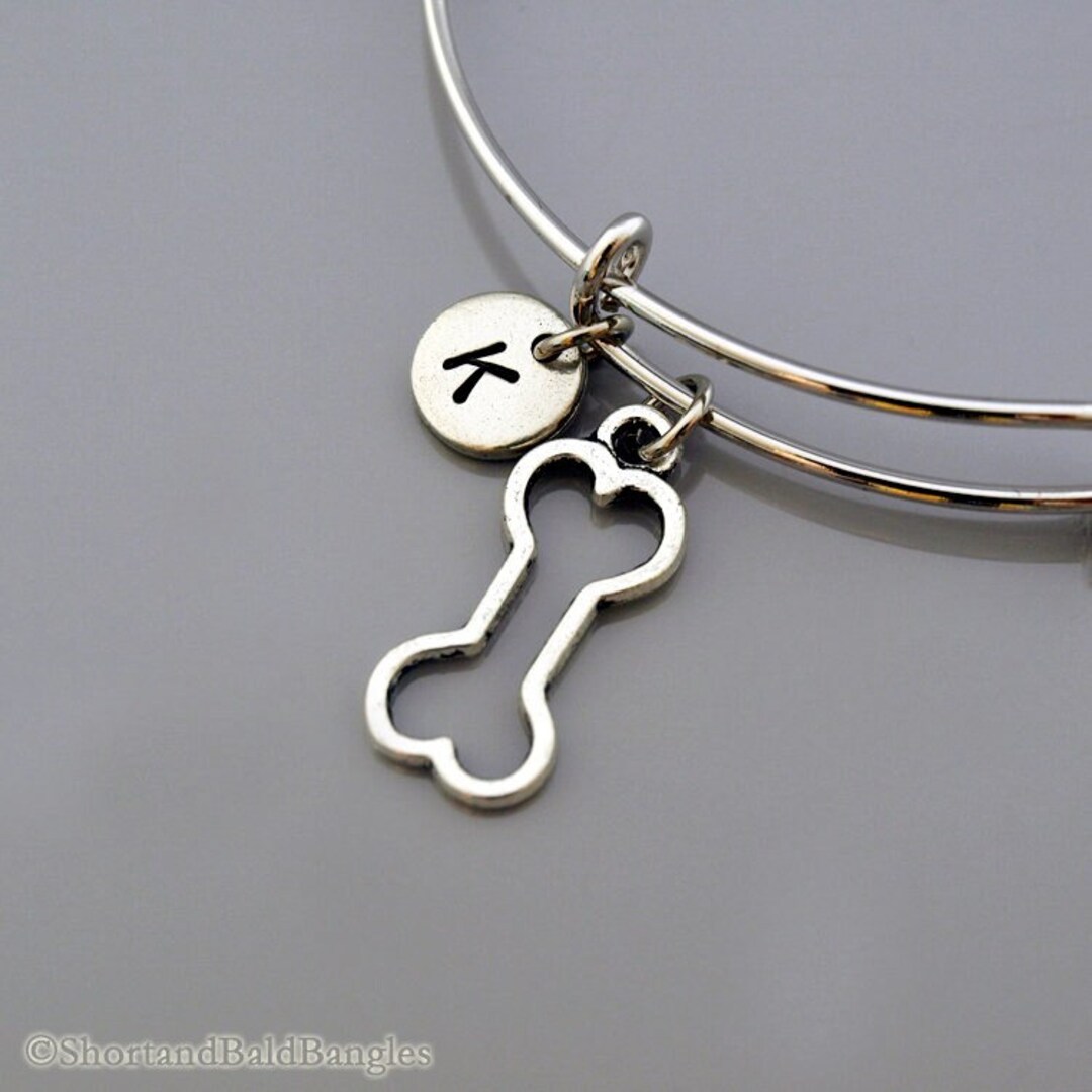 Dog Bone Bangle, Dog Bone Outline Bracelet, Dog Bone Charm Jewelry ...