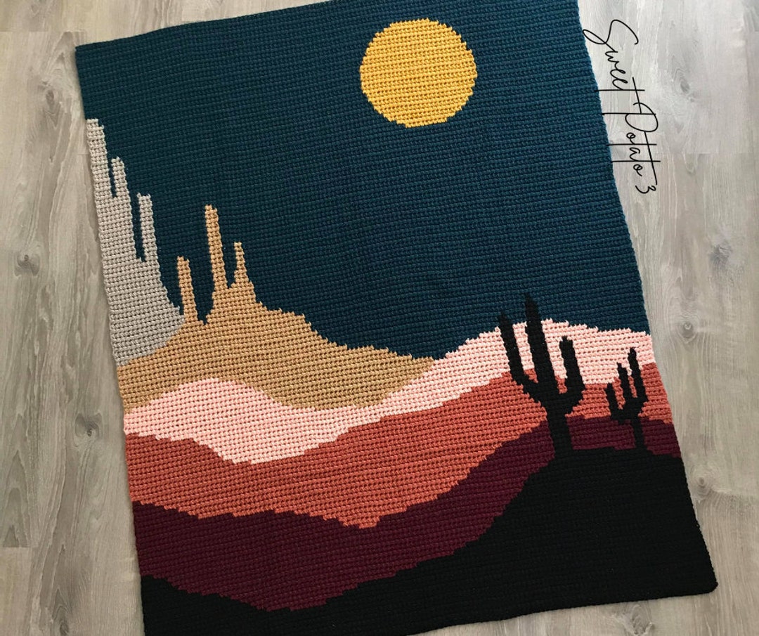 Desert Skies Crochet Blanket Pattern: Landscape Afghan (PDF Pattern ...