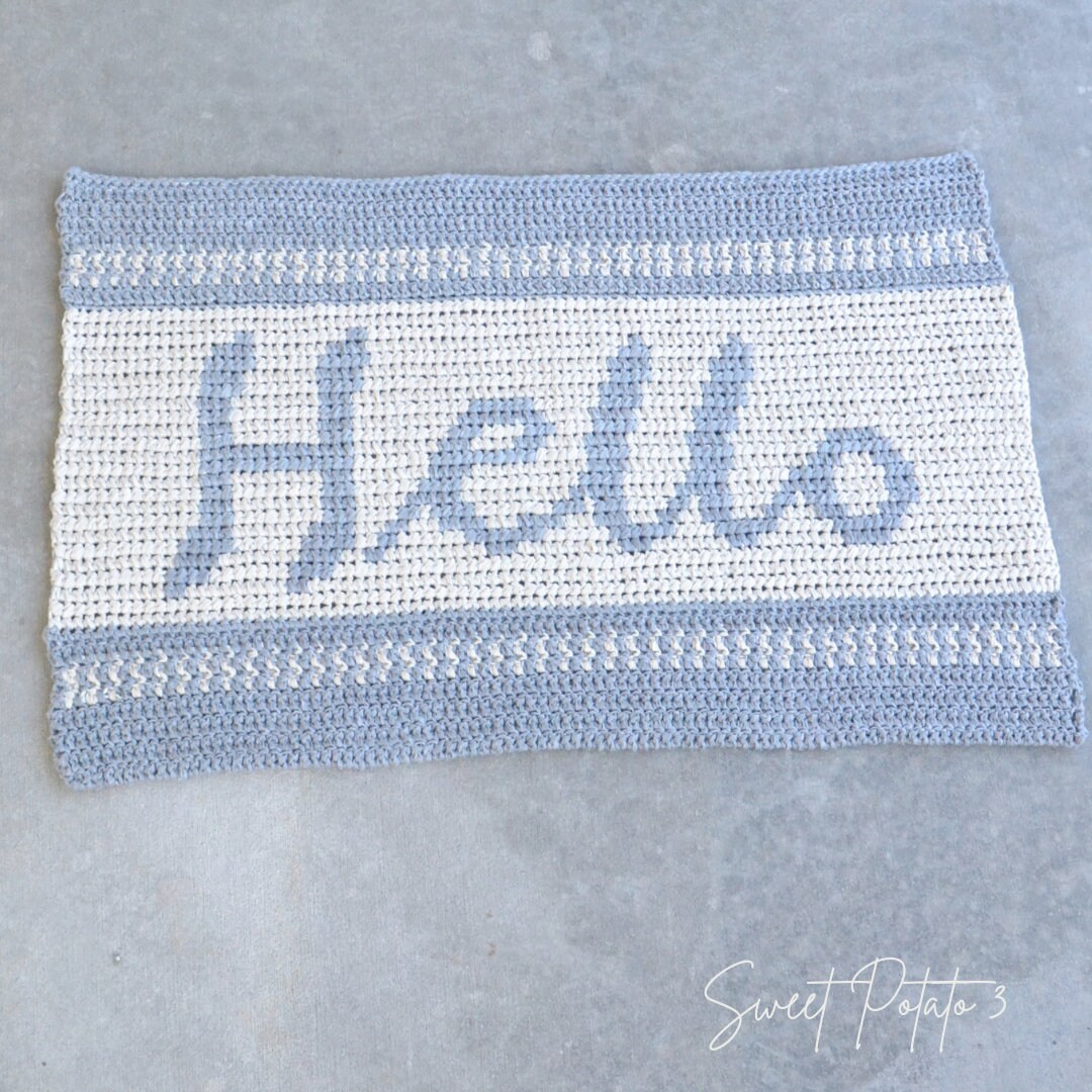 Hello Welcome Mat - Entryway Rug, Crochet Pattern, Home Decor, Graph ...
